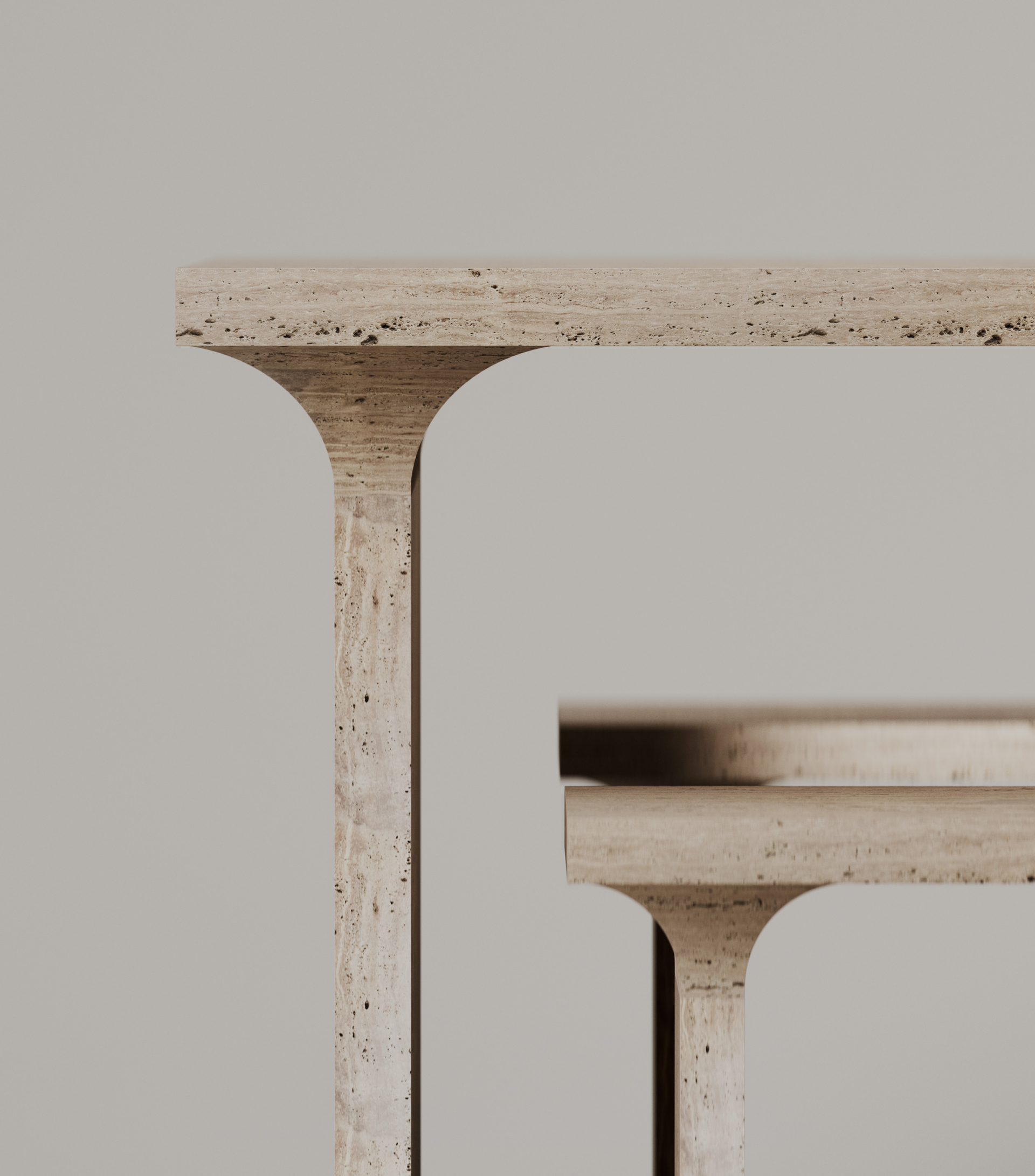 STUDIOTWENTYSEVEN • ARCUS TABLE TRAVERTINE LARGE BY TIM VRANKEN