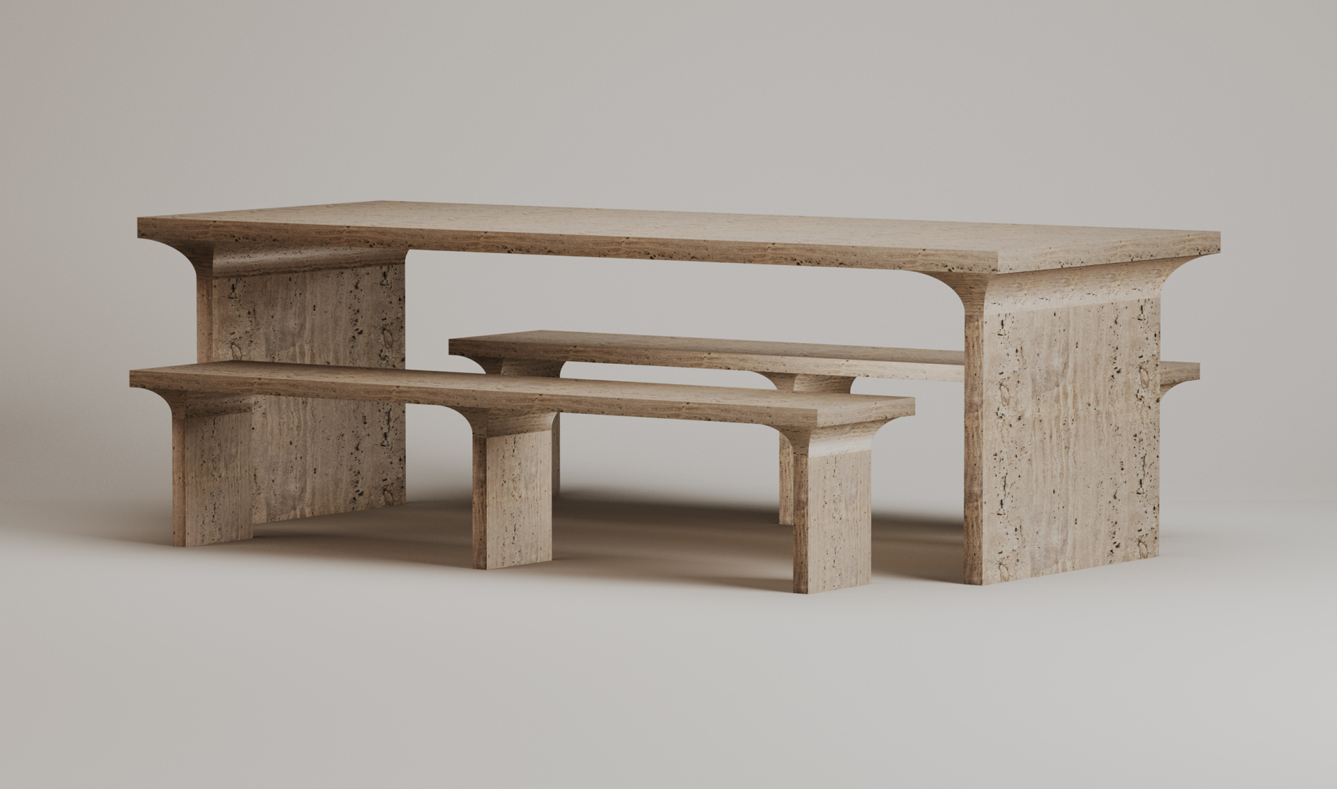 STUDIOTWENTYSEVEN • ARCUS TABLE TRAVERTINE MEDIUM BY TIM VRANKEN