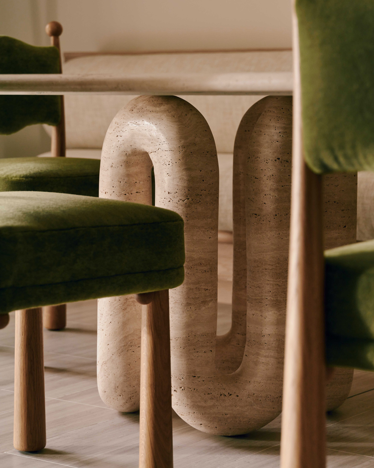 STUDIOTWENTYSEVEN • UNIVERSE TWO LEGS TABLE SOLID TOP BY ARDA YENIAY