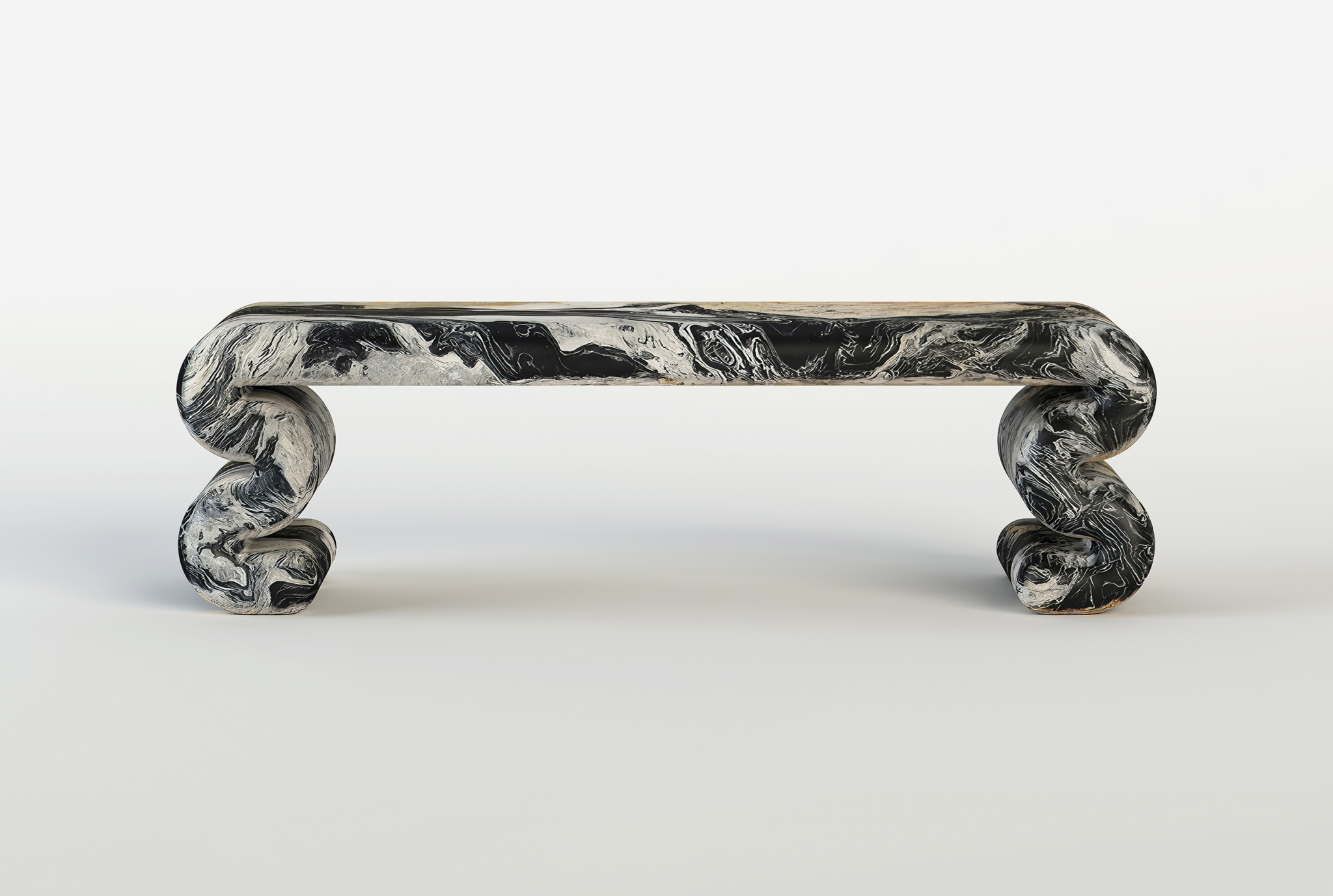 STUDIOTWENTYSEVEN • NEW WAVE BENCH NERO PICASSO MARBLE BY ARDA YENIAY