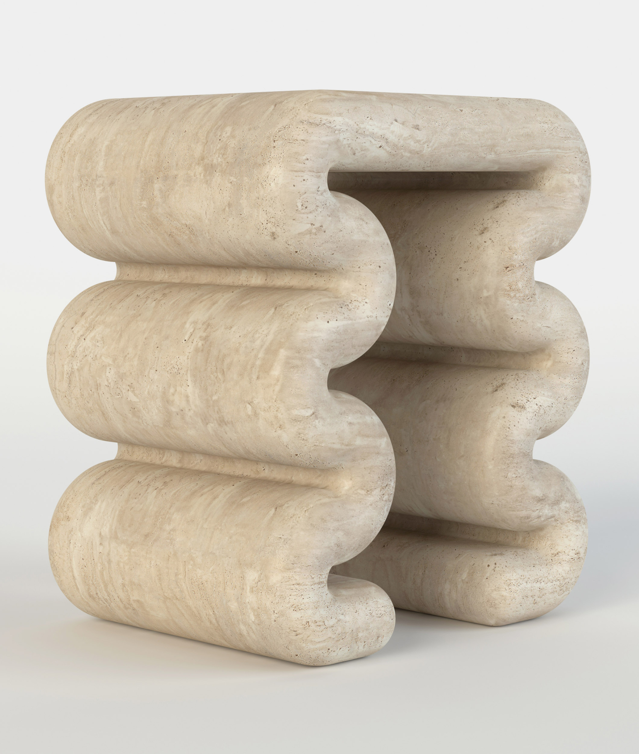 STUDIOTWENTYSEVEN • NEW WAVE SIDE TABLE TRAVERTINE BY ARDA YENIAY